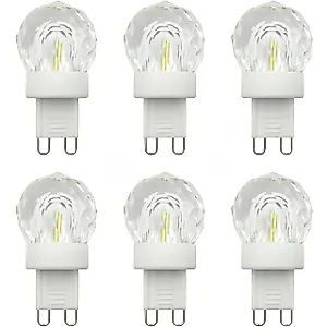 G9 2W LED Bulb Mini Globe Crystal Light (20W Equivalent) Glass Cob Decorative Light Bulb G9 Bi Pin Ceramics Base for Home Lighting Ceiling Light Dimmable 360 Angle Beam Cool White AC110V 6 Pack