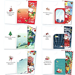 BGTCARDS Christmas Money Cards - 30 Pack - Christmas Money Holder with Envelopes - Christmas Gift Card Holder for Cash, Checks, or Gift Cards in 6 Assorted Festive Designs