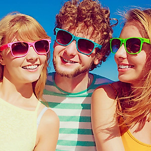 Neon Colors Party Favor Supplies Unisex Sunglasses Pack of 8 (Multicolor)