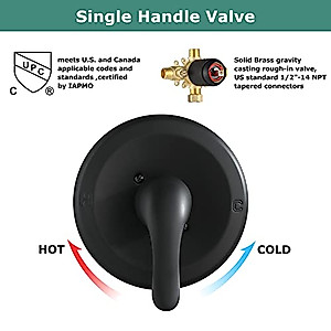 PARLOS Shower Faucet with Valve, Single-Handle Shower Trim Kit with Rain Shower Head, Wall Mounted Shower System, 1436404