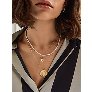 YorzAhar Round Imitation Pearl Necklace Wedding Pearl Necklace for Brides White