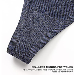 Wealurre Women's Cotton Thong Breathable Panties Low Rise Underwear (3118M, Blue Gold)