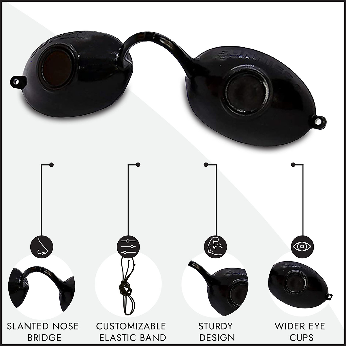 Super Sunnies UV Eye Protection, FDA Compliant Individual Tanning Bed Goggles Eyeshields, Glasses, With a Clear Case/Box (Black)