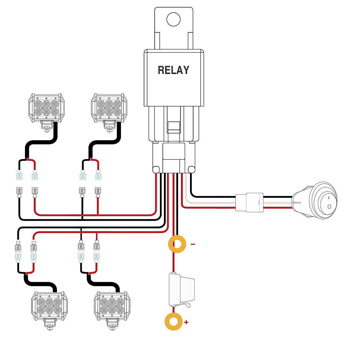 Nilight - ZH416 4PCS 4Inch 60W Triple Row Flood Spot Combo 6000LM LED Pods Light Bar Driving Boat Led Off Road Lights with 16AWG Wiring Harness-4 Leads