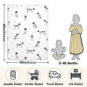 Swaddle Blanket German Shorthaired Pointer Cotton Blanket for Infants, Receiving Blanket, Lightweight Soft Swaddling Blanket for Crib, Stroller, Nursery Blankets, Puppy, 30x40 in