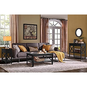 ChooChoo Oxford Coffee Table with Thicker Legs, Black Wood Coffee Table with Storage for Living Room