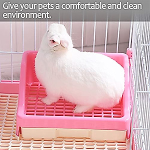 kathson Rabbit Litter Box with Drawer, Small Animal Litter Pet Toilet Potty Trainer Corner Bunny Litter Bedding Box Plastic Pet Pan for Hamster/Guinea Pig/Ferret/Galesaur/Chinchilla (Blue)