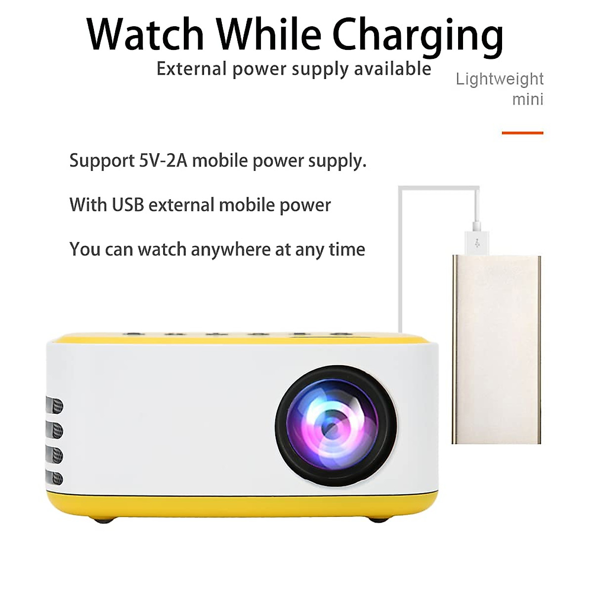 Portable Mini Projector, HD 1080P WiFi USB Bluetooth Wireless Cinema Projector,Built in Speakers,Kids Cartoon Home Theater Beamer,for USB/Mobile Hard Disk/Phone,for Outdoor Movie Video Projector(US)