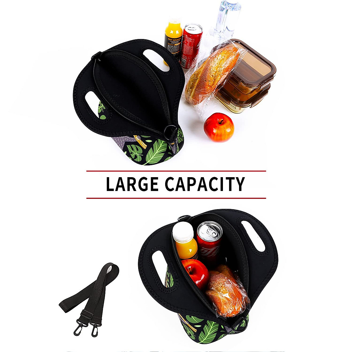 Violet Mist Neoprene Lunch Bag Tote Reusable Insulated Lunch Box with Adjustable Shoulder Strap&Pocket for Women,Men,Adults