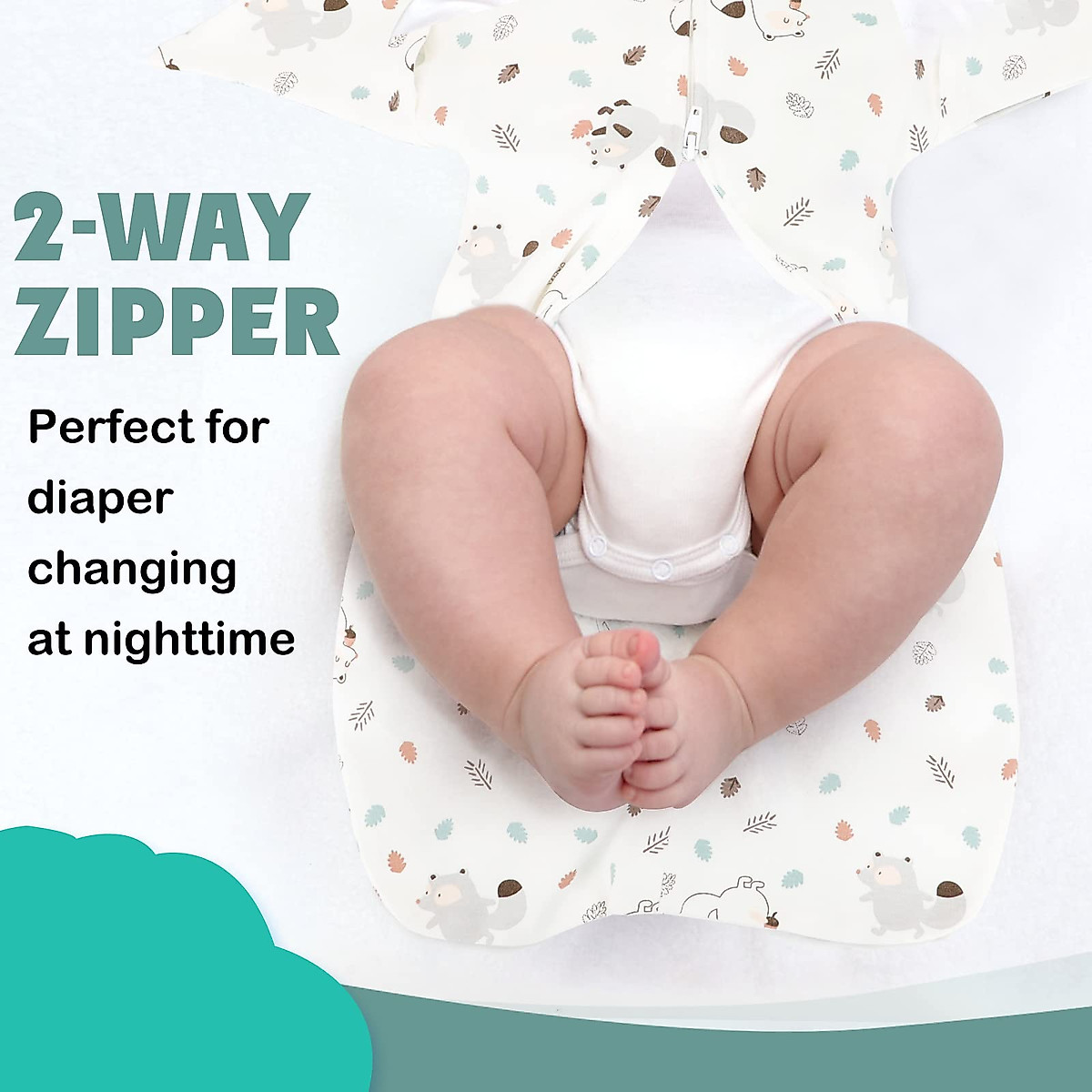 2 Pack Transition Swaddle with 2 Way Zipper, 100% Cotton Baby Swaddle Arms in/Out Arms Free Design Transitional Swaddle, Arms Up Sleeping Sack Baby Sleep Sack for Baby 0-3 Months, Giraffe & Squirrel