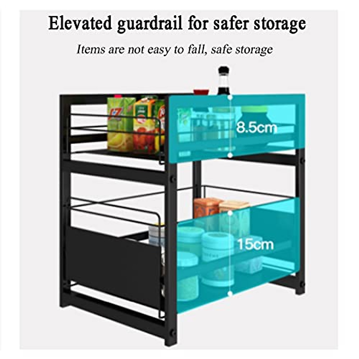 MADELL Sinks Under Sink Organizers,Kitchen Cabinet Organization,Under Cabinet Organizer Baskets Multi-Purpose Under Sink Shelf Organizer for Bathroom/Black