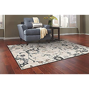 L'Baiet Quinn Grey Blue Beige Traditional Floral Botanical Shabby Chic Indoor 5' x 7' Area Rug