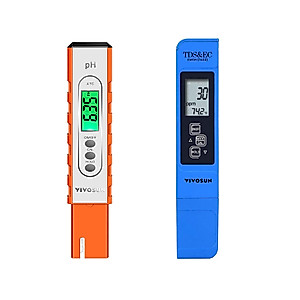 VIVOSUN PH Meter Digital PH Tester Pen, Orange and TDS Tester 3-in-1 TDS EC & Temperature Meter Ultrahigh Accuracy Digital Water Quality TDS Tester (Blue)