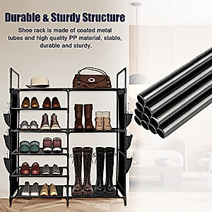 Liwarace Shoe Rack, Shoe Rack Organizer 6 Tiers Shoe Rack for Entryway, Double Rows of Metal Black Shoe Rack for Boots and Shoes Storage