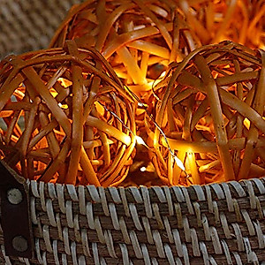 Qingbei Rina 6 PCS Wicker Rattan Balls,4 Inch Orange Decorative Balls,Large Rattan Balls,Spring Wicker Balls,Bowl Vase Fillers for Table Centerpieces,Home Wedding Holiday Decor Gifts