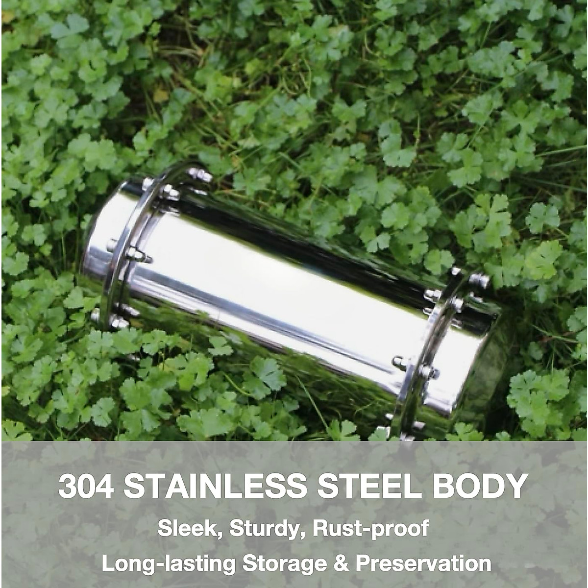 Lumirio Time Capsule, 10.2in Waterproof Time Capsule Container, 304 Stainless Steel Underground Capsule Storage Container with Spanner Gloves, for Birthday Wedding Graduation Gift (Silver)