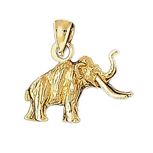 SURANO DESIGN JEWELRY 14k Yellow Gold Woolly Mammoth 3D (3 Dimensional) Solid Pendant, Made in USA