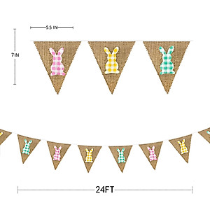 32Ft Pink Purple Yellow Printed Flowers Flora Pennant Banner Fabric Triangle Flag Bunting Garland for Easter Day Spring Summer Decor Birthday Party Wedding Home Outdoor Garden Hanging Decoration