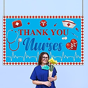 Thank You Nurses Backdrop Banner Nurse Week RN Cap Cross Heartbeat May Holiday Party Photography Background Wall Decoration
