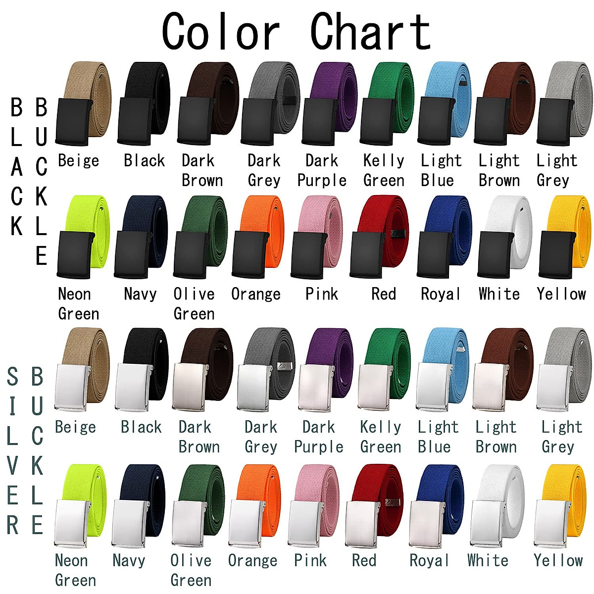 Falari Canvas Web Belt Fully Adjustable Cut to Fit Golf Belt Flip Top Silver Buckle - White