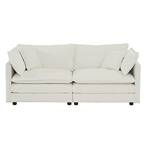 KIVENJAJA Chenille Loveseat Sofa, Oversized 2-Seater Small Cloud Couch, Modern Comfy Deep Seat Love Seat with 4 Pillows for Living Room Bedroom Office Apartment, 76.7”W, Beige