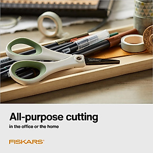 Fiskars All Purpose Scissors (2-Pack) - High Performance and Designed for Comfort and Cutting Sticky Materials - Sharp to Cut, But Soft to Hold - Perfect for Everyday, the Office, and Arts & Crafts