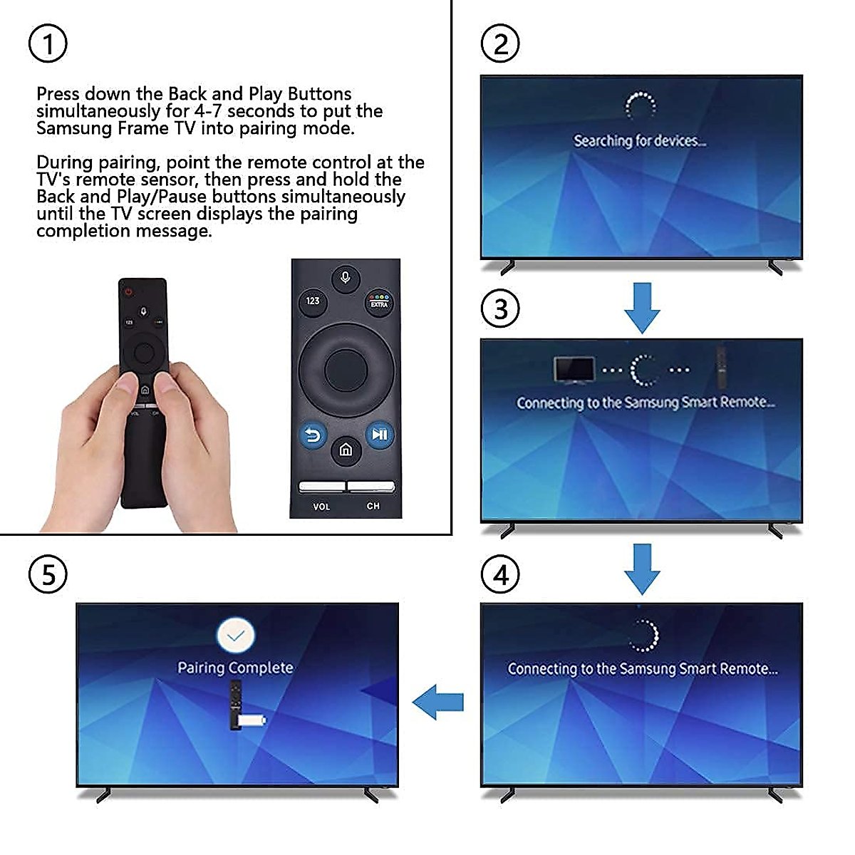 Voice Replacement for Samsung-Smart-TV-Remote, BN59-01298A BN59-01298D BN59-01266A for Samsung Remote Control for Smart TV with Voice Function for Samsung Smart Curved Frame QLED LED LCD TVs