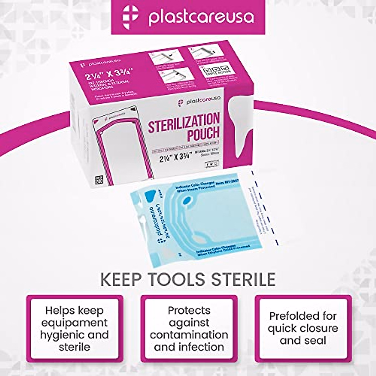 1000 2.25 X 2.75 Self Sterilization Pouches for Dental Offices, Autoclave Sterilizer Bags Pouch for Dentist Tools, for Cleaning Tools, 200 Pouches Per Box, 1 Box of Paper Blue Film…