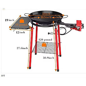 GRILL FORCE 22 Inch Paella Burner and Stand Set,Paella Pan Set,22 Inch Paella Pan,Paella Burner,Paella Pan and Burner Set,Paellera,Paella Kit with Carry Bag,Built-In Ignitor Regulator Hose,16 Servings