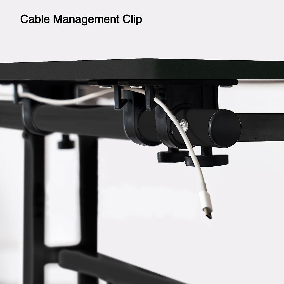 SogesPower 2 Platforms Mobile Laptop Desk Adjustable Side Table Computer Stand for Bed Sofa,Mobile Standing Desk with Cup Holder and Hooks,Black