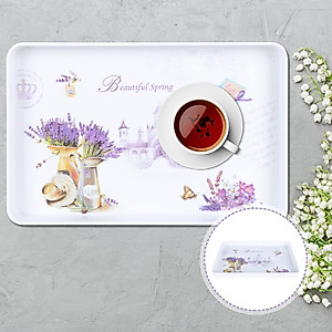Cabilock Veggie Tray Plastic Plate Serving Tray with Lavender Flower Pattern Cupcake Dessert Dish Appetizer Candy Holder for Party Event Snacks Food Display Server Appetizer Serving Tray