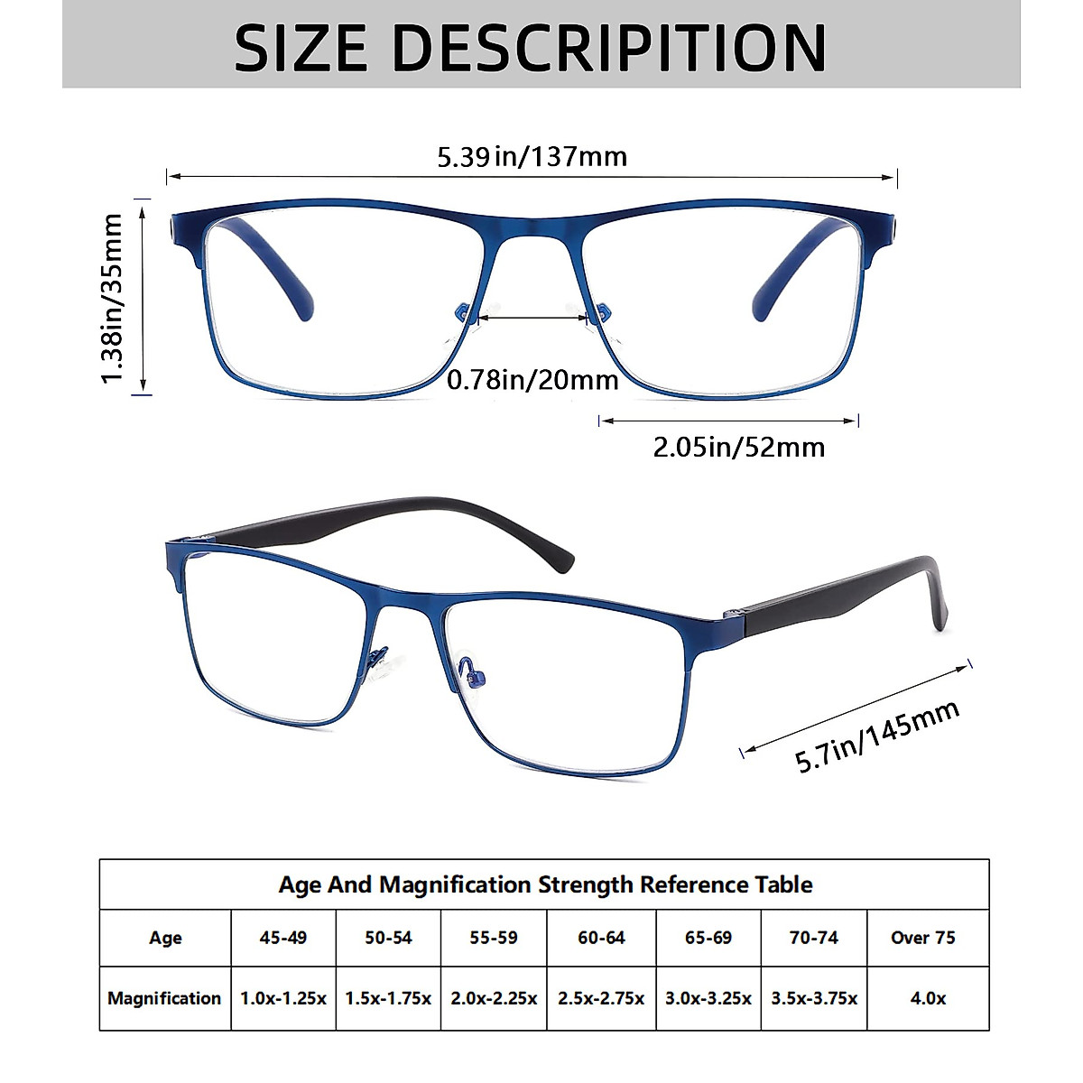 DILLY VISION 4-Pack Blue Light Blocking Reading Glasses for Men Stylish Metal Frame Readers with Comfort Spring Hinges Anti Glare UV Filter Eyeglasses, +2.5 STRENGTH