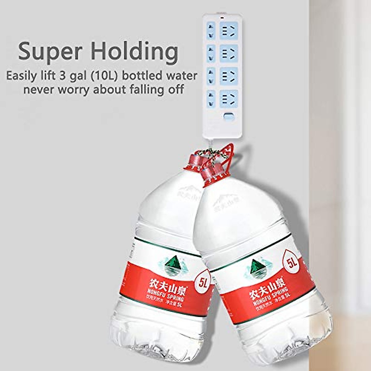 Secho Power Strip Holder Fixator, No Hole Plug-in Wall Socket Sticker Fixer, Loading 10Kg Maximum, for Desk, Wall, WiFi Router, Remote Control, Paper Towel Box (3 Packs)