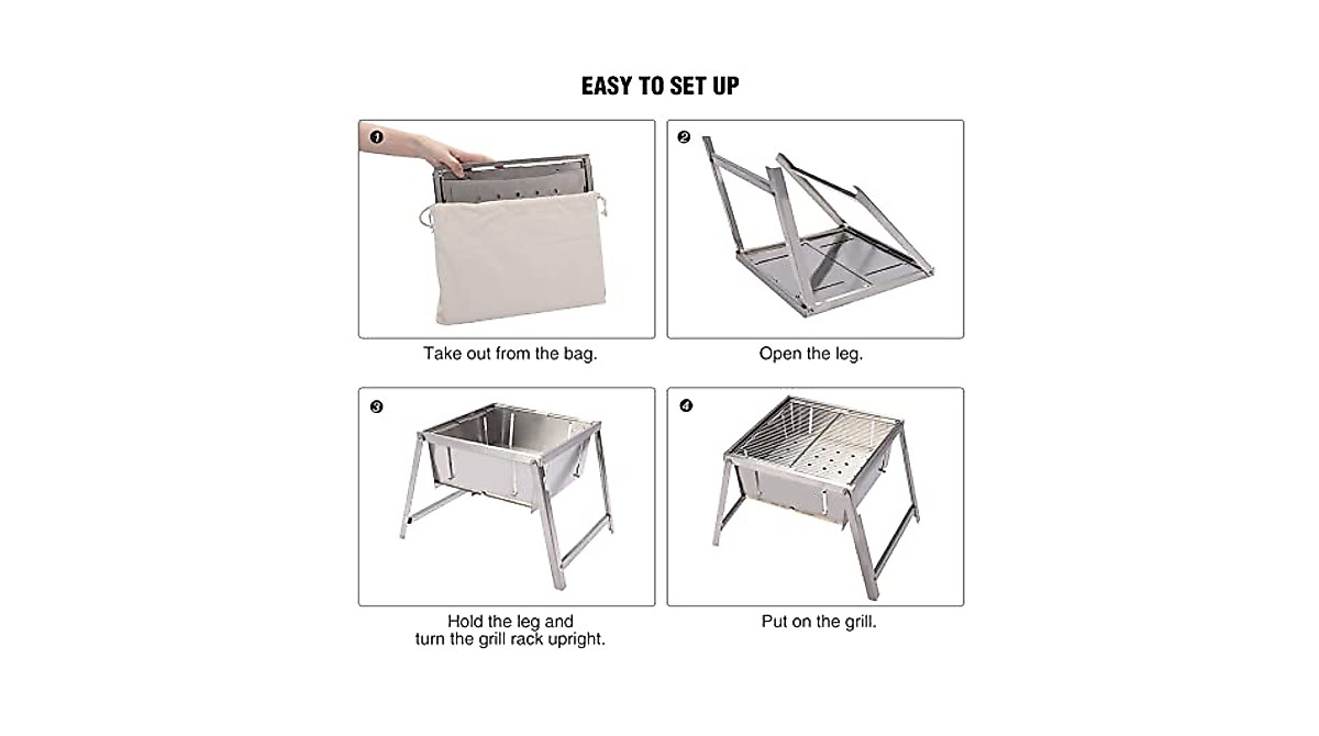 REDCAMP Pop up Camping Flatfold Fire Pit Portable & Wood Burning, 12.8 ...