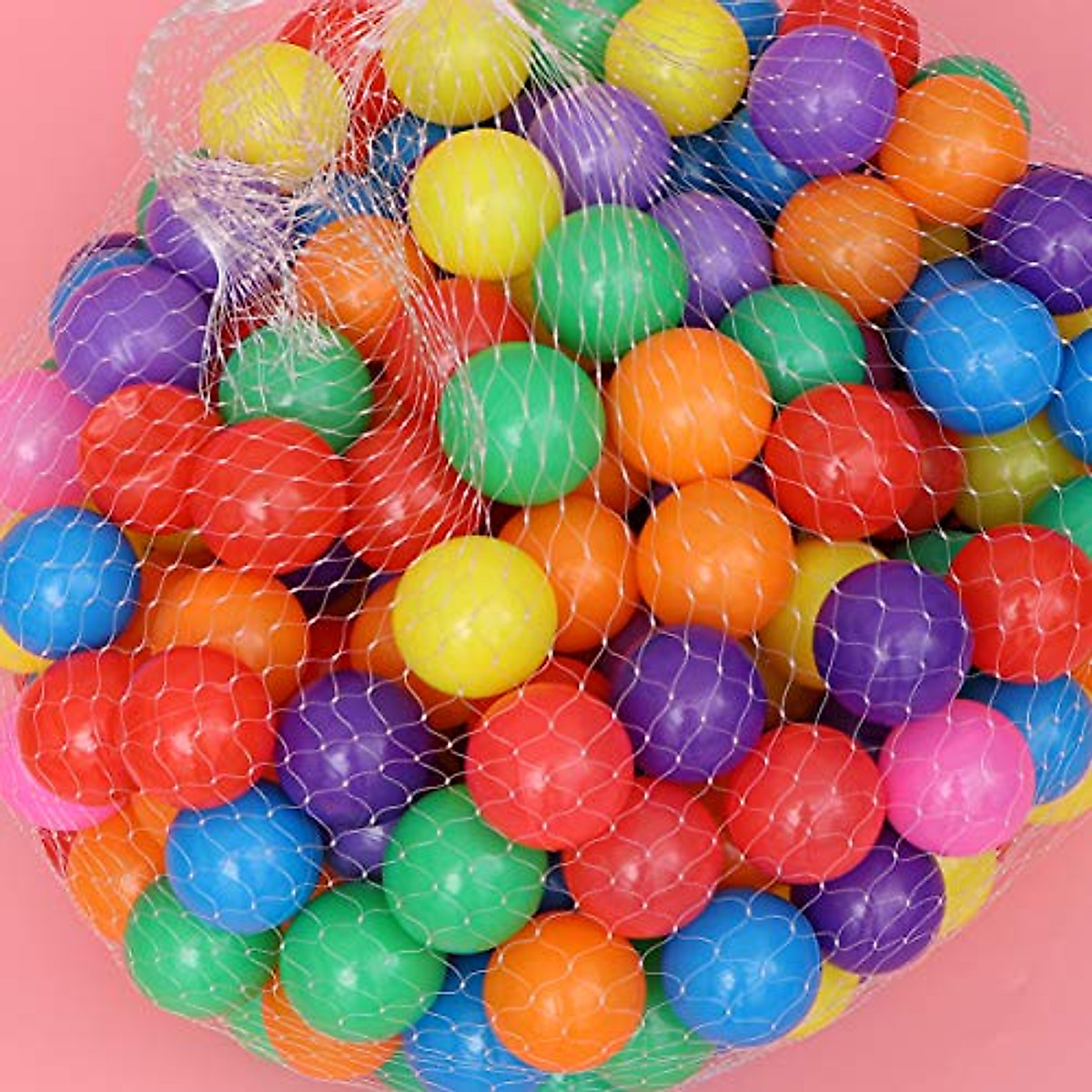 LIOOBO 200 Pcs Crush Proof Plastic Ball Colorful Ocean Ball Pool Play Balls for Baby Kids Toddlers (Macaron Mixed Color Mesh Bag Packing)