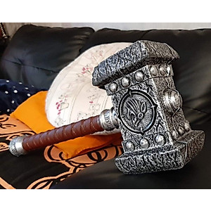 damdos Halloween Prop Costume Accessories Cosplay Weapons, 54cm PU Foam Battle Hammer, Wow War Ccrafte Ogrim Doom Destroy Hammer Birthdays Gifts