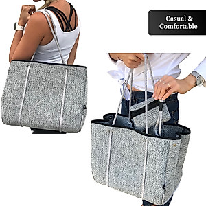 Large Neoprene Tote Bag for Women – Pole Tribe‘s Lightweight Tote Neoprene Beach Bag, Travel Tote, Pool or Office Bag. Large - 6 gallon Size (Badger)