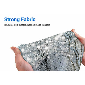 Funnytree 10x8FT Soft Fabric Winter Photography Backdrop Glitter Snowy Forest Pine Tree Background Let It Snow Christmas Xmas Holiday Party Decor Banner Portrait Studio Booth Photobooth Props