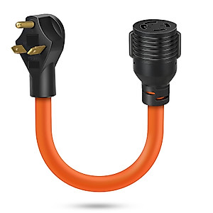 NEMA TT-30P to L14-30R Adapter Cord,1.5 FT 10AWG 30 Amp 3 Prong to 4 Prong Generator Plug Adapter,Generator to House Inlet Box Adapter Cord