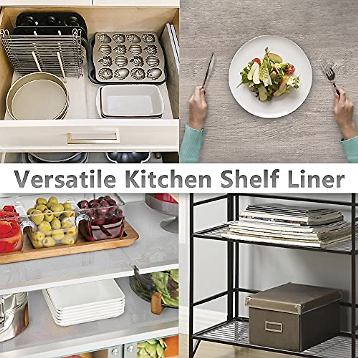 Shelf Liners for Kitchen Cabinets Non-Adhesive Cupboard Closet Drawer Shoe Rack Wire Shelf Liner Refrigerator Liners, Clear, 13.5Inch x 20FT