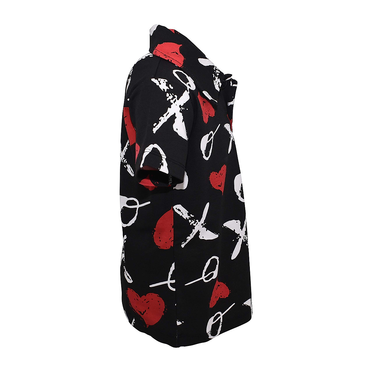 Unique Baby Boys Valentine's Day XOX Print Polo Pullover Shirt (7) Black