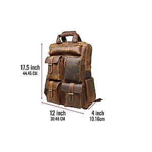 jaald 22" Genuine Leather laptop backpack rucksack multipocket computer bag for men