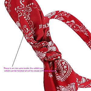 Lvyeer 4 Pack Bandana Headbands for Women Bow Headbands for Women Paisley Print Bowknot Headband Rabbit ear Headwrap Cute Hairband Hair Accessories for Women and Girls (Style1 (White, Red, Navy