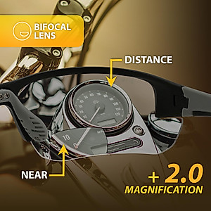 Global Vision Hercules 7 24-Hour Photochromic Bifocal +2.0 Lens Safety Glasses Clear to Smoke Z87.1