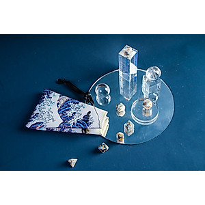 QIELIZI DND Dice Bag Pouch,PU Leather Dragon Dice Pouch Wih 7 Die Set Perfect for Dungeons and Dragons RPG D&D Dices, Coins and Accessories(Huge Wave)