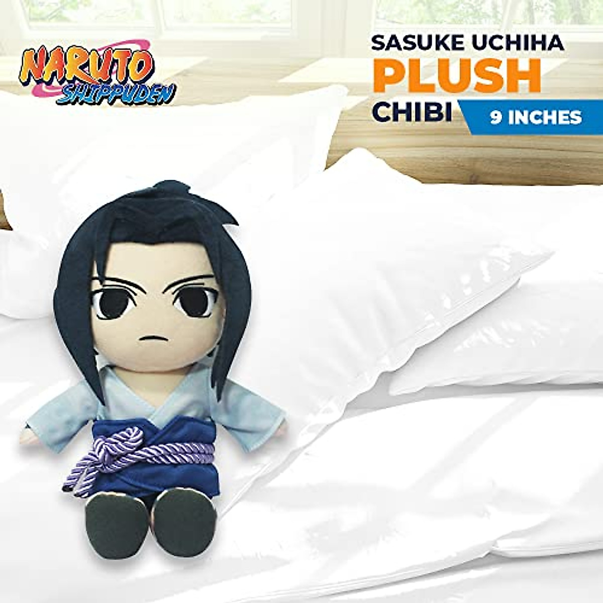 JUST FUNKY Naruto Shippuden Plush | Naruto Plush | 9” Tall Collectible Anime Plush | Sasuke Uchiha Action Figure Plush | Plush Pillow for 14+ | Ideal for Naruto Merch | Officially Licensed