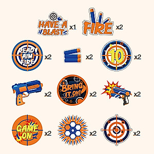 Dart War Party Hanging Swirl Decorations, Dart Element Target Water Gun Theme Hanging Swirl Decorations for Boy's Birthday Party Themed Party Supplies Decorations, 30 Count