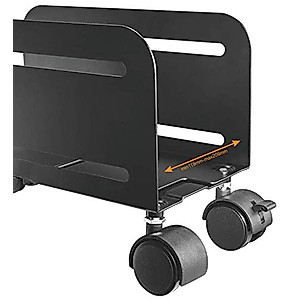 Mount Plus MP-CPB-4 2 Pack Black Computer Tower Desktop ATX-Case, CPU Steel Rolling Stand, Adjustable Mobile Cart Holder with Locking Caster Wheels (2 Pack Cart)