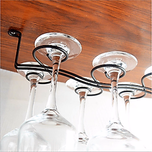 DBYAN Under Cabinet Wine Glass Rack Stemware Holder,Oil Rubbed Bronze 6 Cup Glasses Vintage Style Stainless Steel Wall-Mounted Hanging Wine Glass Hanger For Bar Home Cafe