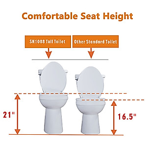 SouNor SN1088 Elongated Two Piece Toilet 1.28 GPF Extra 21" Tall Bowl Comfortable Right Seat Height Soft Closing Seat White